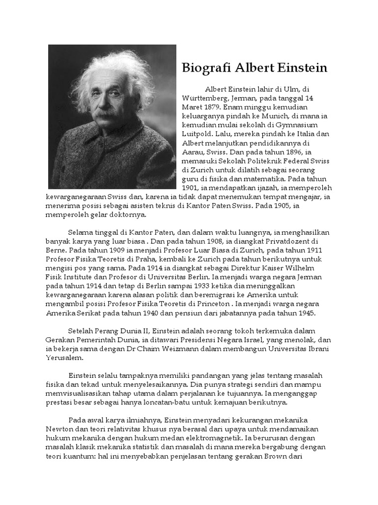 Biografi Albert Einstein | PDF | Sejarah | Filsafat
