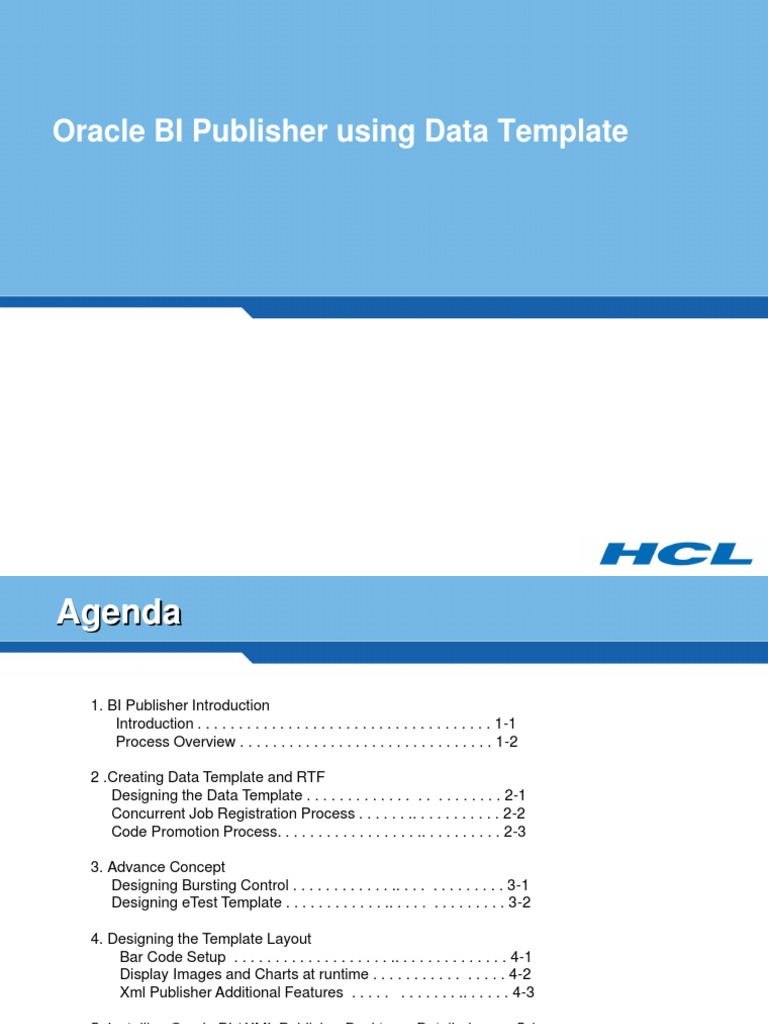 Bip 1 Oracle Bi Publisher Using Data Template Training Pdf Data