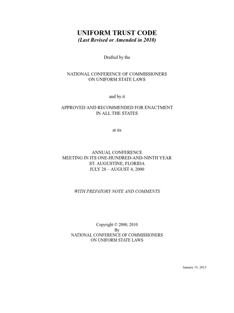 Uniform Trust Code | PDF | Law | Technology & Engineering