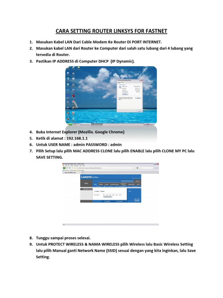 Cara Setting Router Linksys For Fastnet | PDF | Bisnis | Komputer