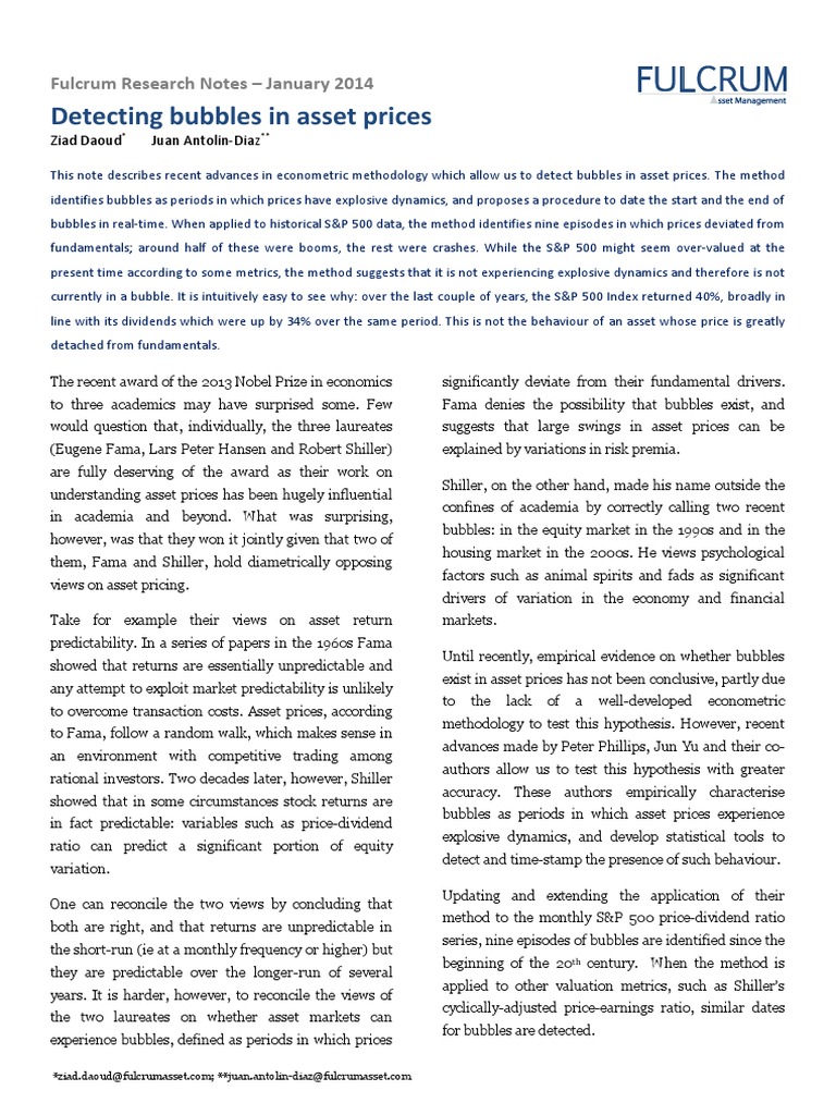 Detecting Asset Price Bubbles | PDF | Economic Bubble | Statistical ...