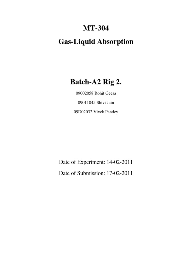 Gas Liquid Absorption | PDF | Carbon Dioxide | Titration