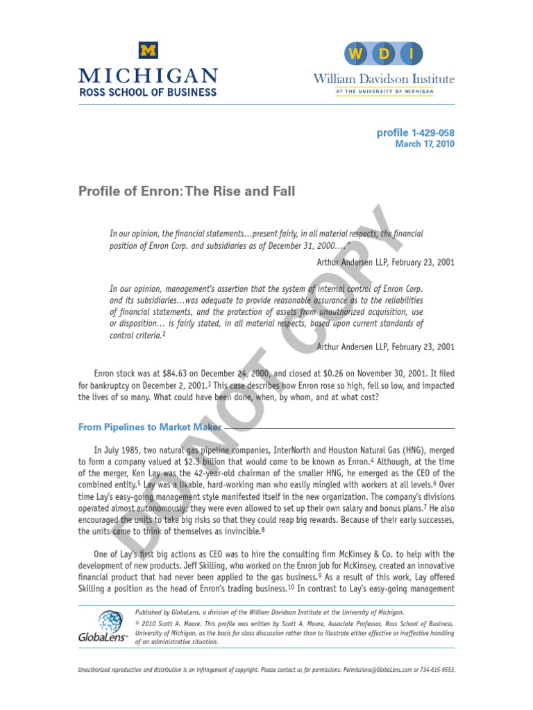 The Rise and Fall of Enron | PDF | Enron | Credit Rating Agency