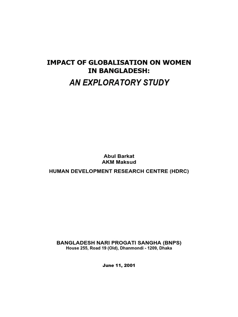 Impact of Globalization On Women in Bangladesh | PDF | Bangladesh | Poverty