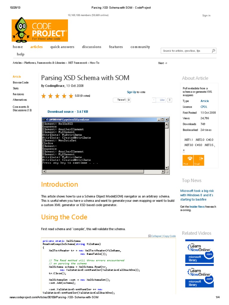 Parsing XSD Schema With SOM - CodeProject | PDF | Xml Schema | Xml Parsing XSD Schema With SOM - CodeProject | PDF | Xml Schema | Xml