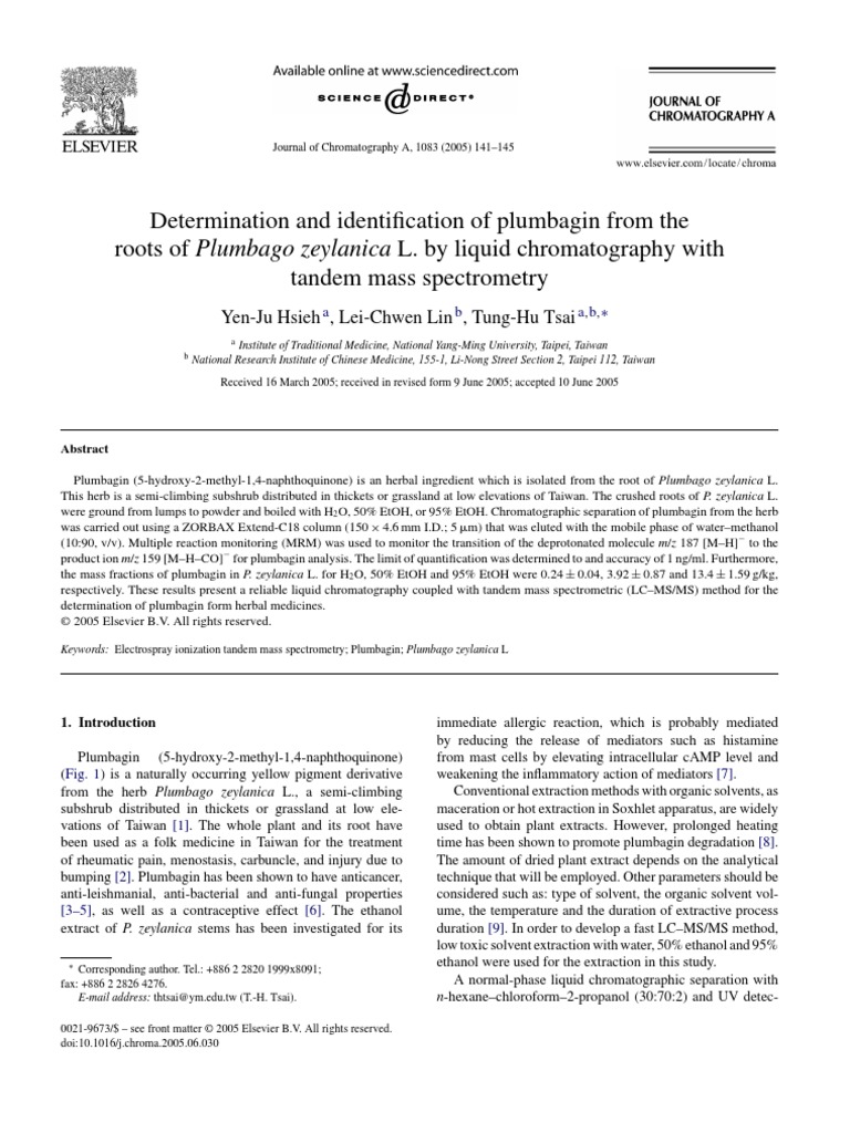 Journal of Chromatography A, 1083 (2005) 141-145 | PDF | Mass ...