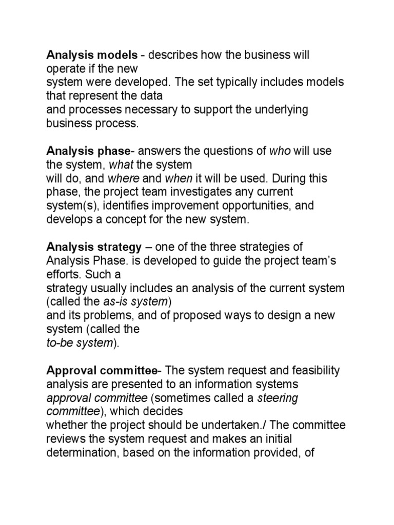Analysis models and feasibility analysis overview | PDF | Feasibility ...