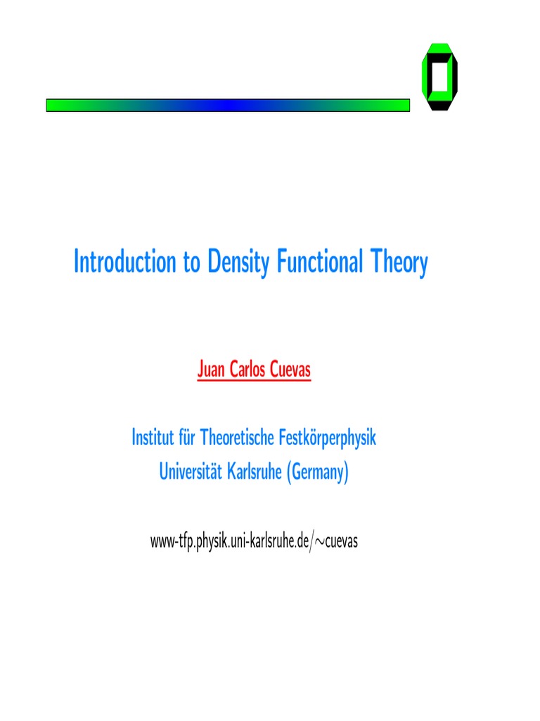 Introduction To Density Functional Theory | PDF | Density Functional ...