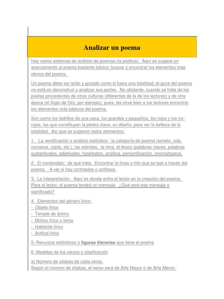 Analizar Un Poema | PDF | Rima | Poesía