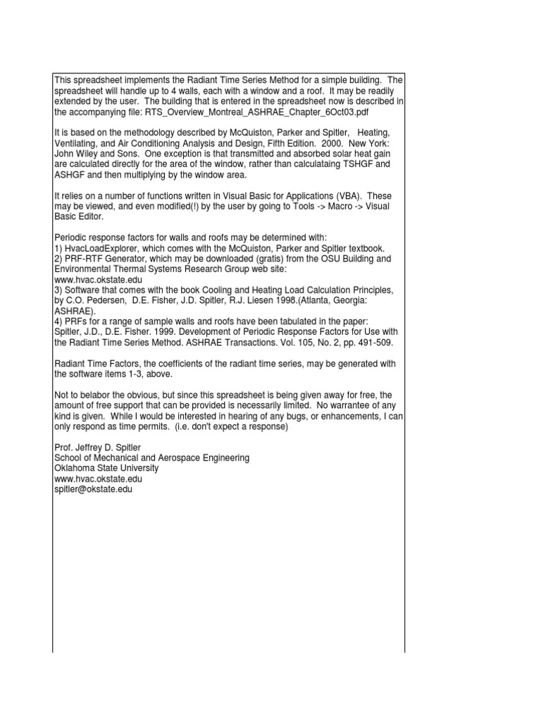 RTS Example Montreal ASHRAE Chapter 6oct2003 | PDF | Hvac | Spreadsheet