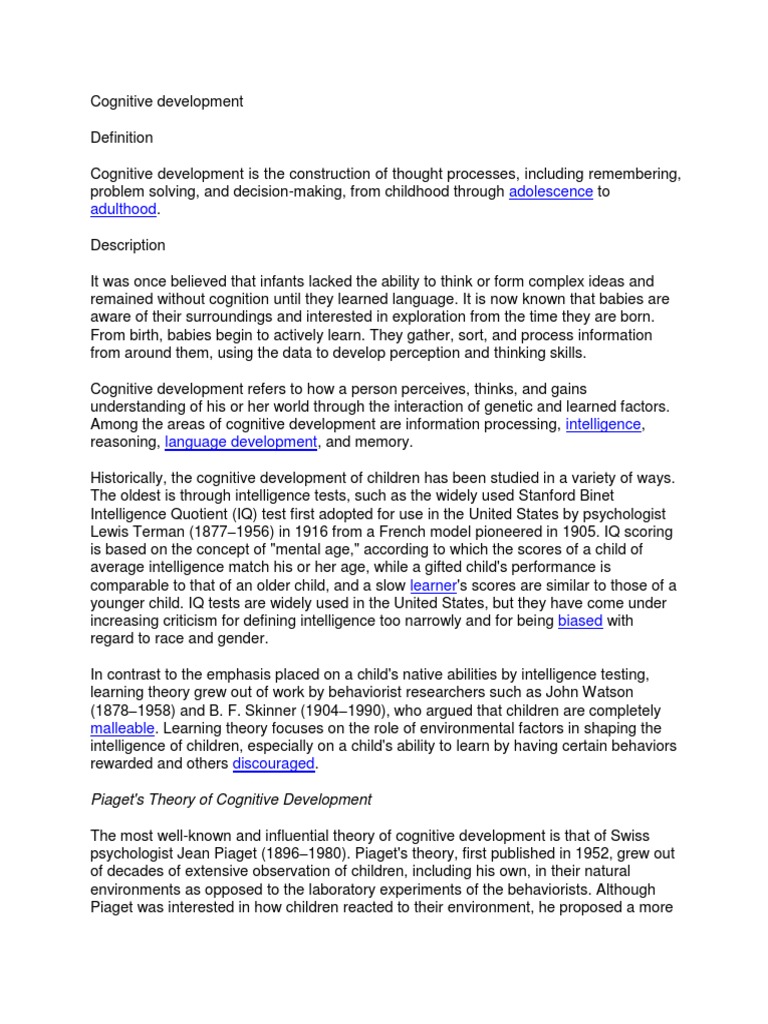 Cognitive Development | PDF | Intelligence Quotient | Cognitive Development