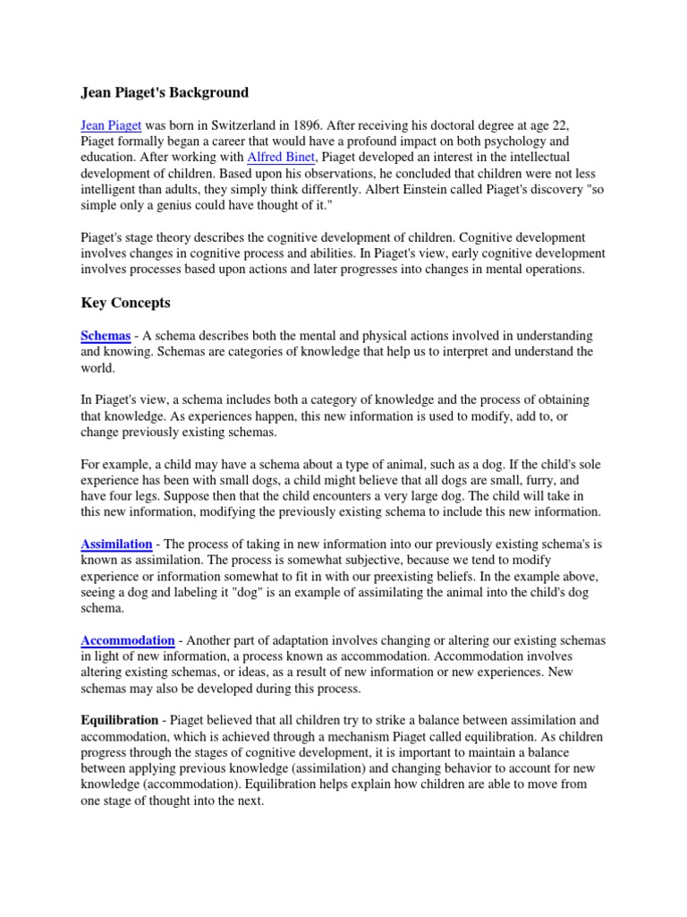 Jean Piaget | PDF | Schema (Psychology) | Cognitive Development