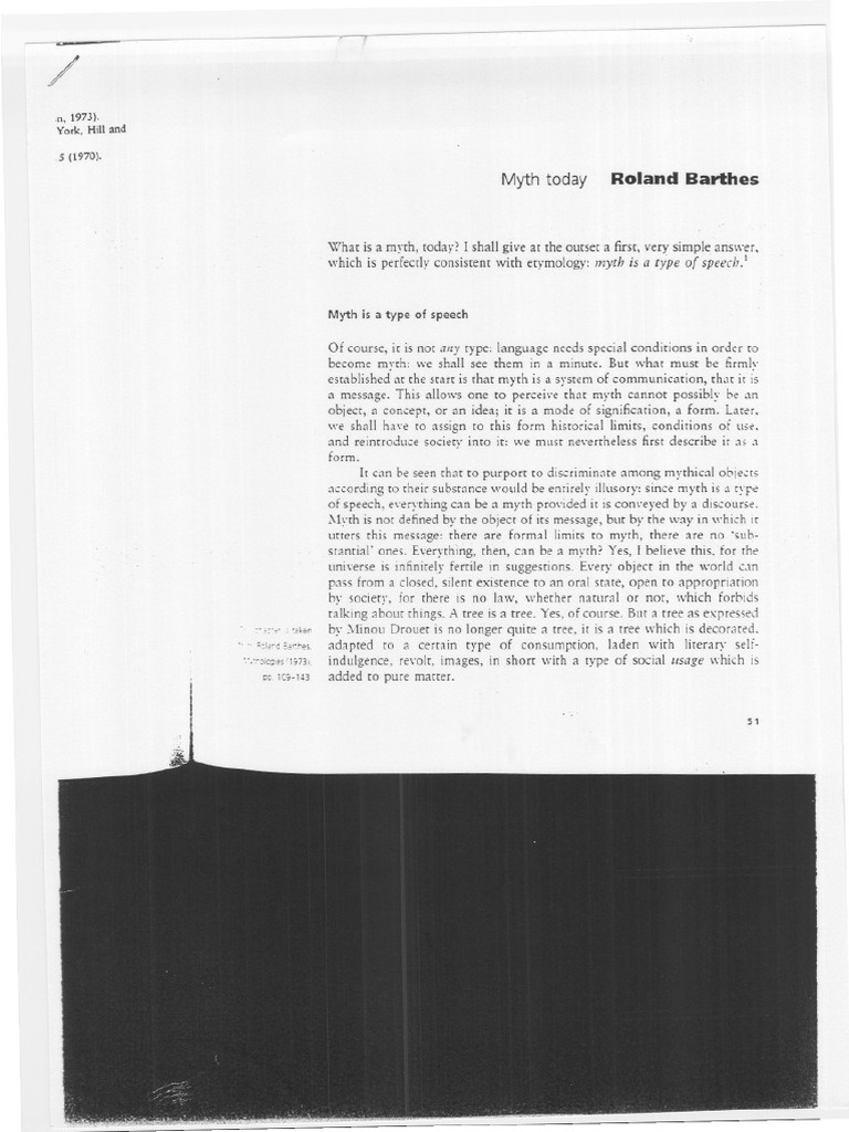 Barthes Myth Today Mythologies | PDF | Foreign Language Studies