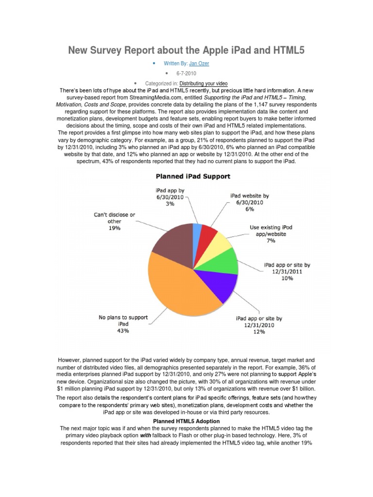 Pie Chart Survey Report | PDF | Adobe Flash | I Pad