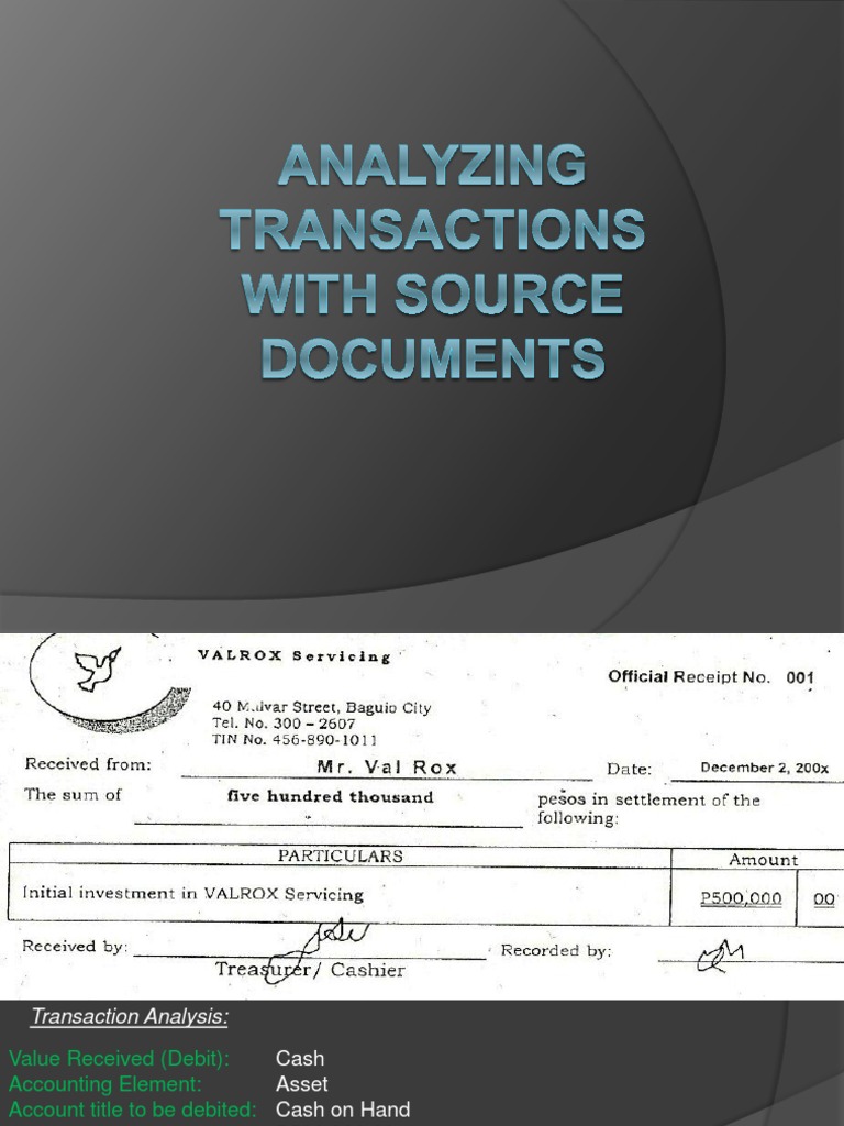 Analyzing Transaction Through Source Documents | PDF | Debits And Credits | Financial Transaction