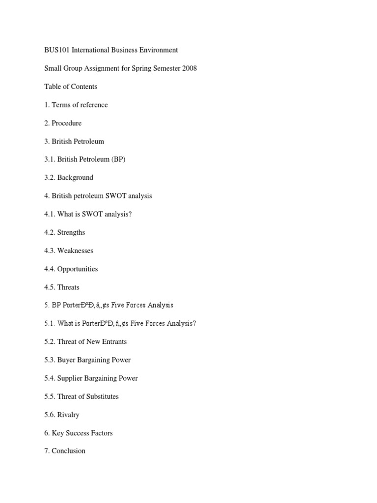 BP | PDF | Bp | Swot Analysis