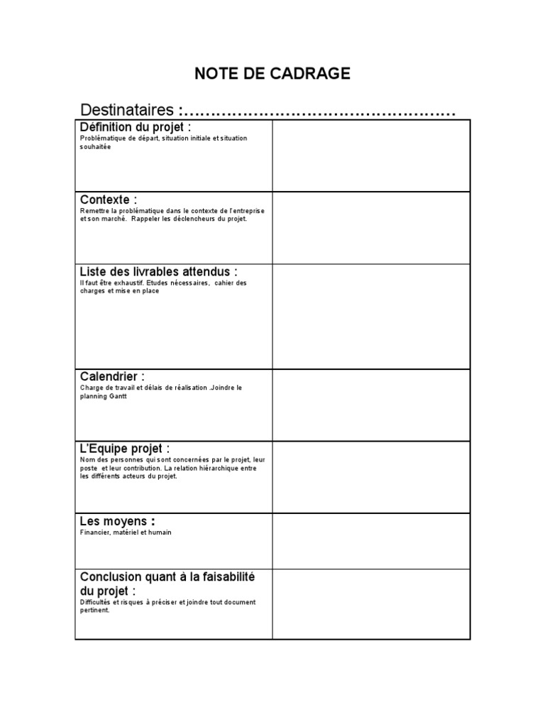Note de Cadrage | PDF