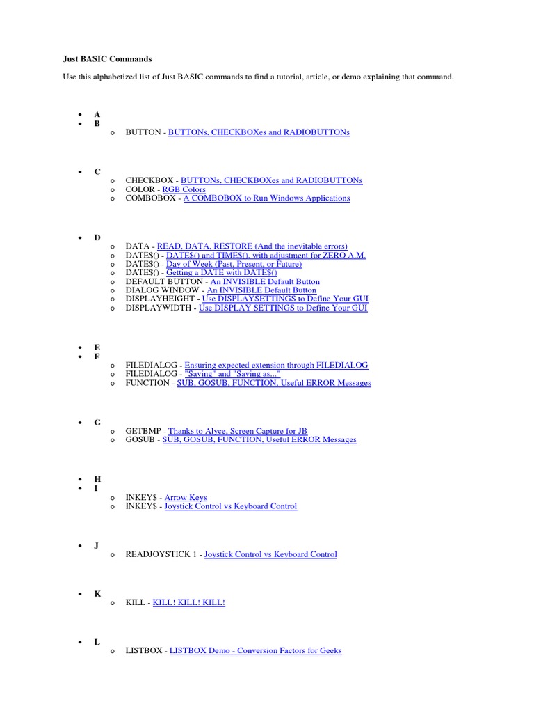 Just BASIC Commands | PDF | Basic | Computer Keyboard