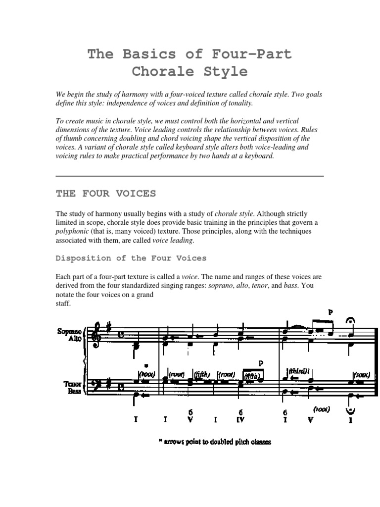 Four-Part Chorale Style Basics | PDF | Interval (Music) | Pitch (Music)