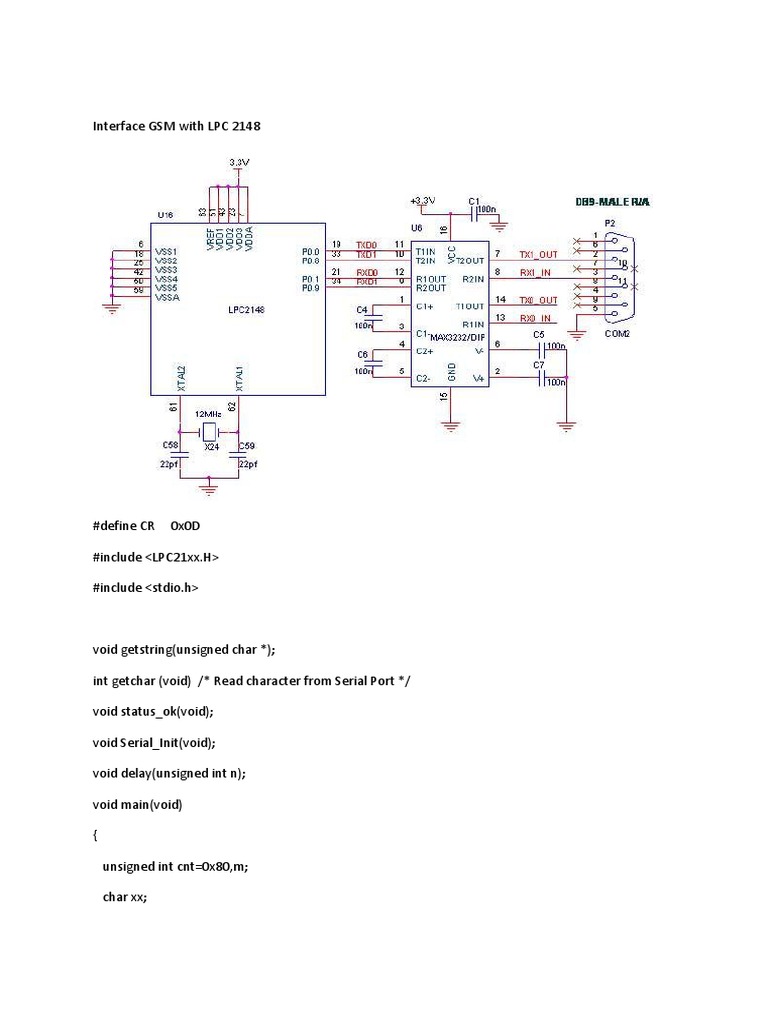 Interface GSM With LPC 2148 | Electronics | Data Transmission