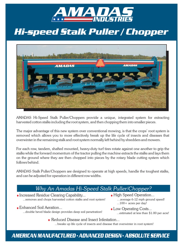 AMADAS Hi-Speed Stalk Puller/Chopper removes cotton stalks & roots ...