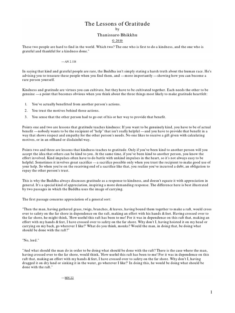 The Lessons of Gratitude | PDF | Gratitude | Perception