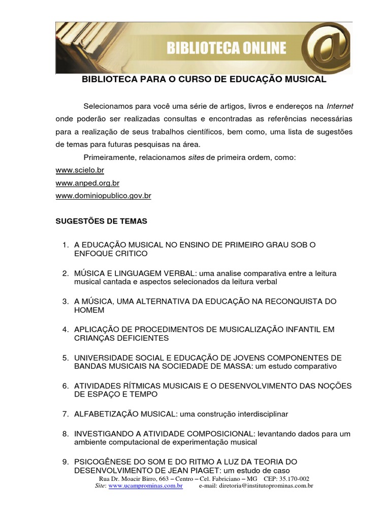 Educação Musical PDF | PDF | Educação Musical | Lição