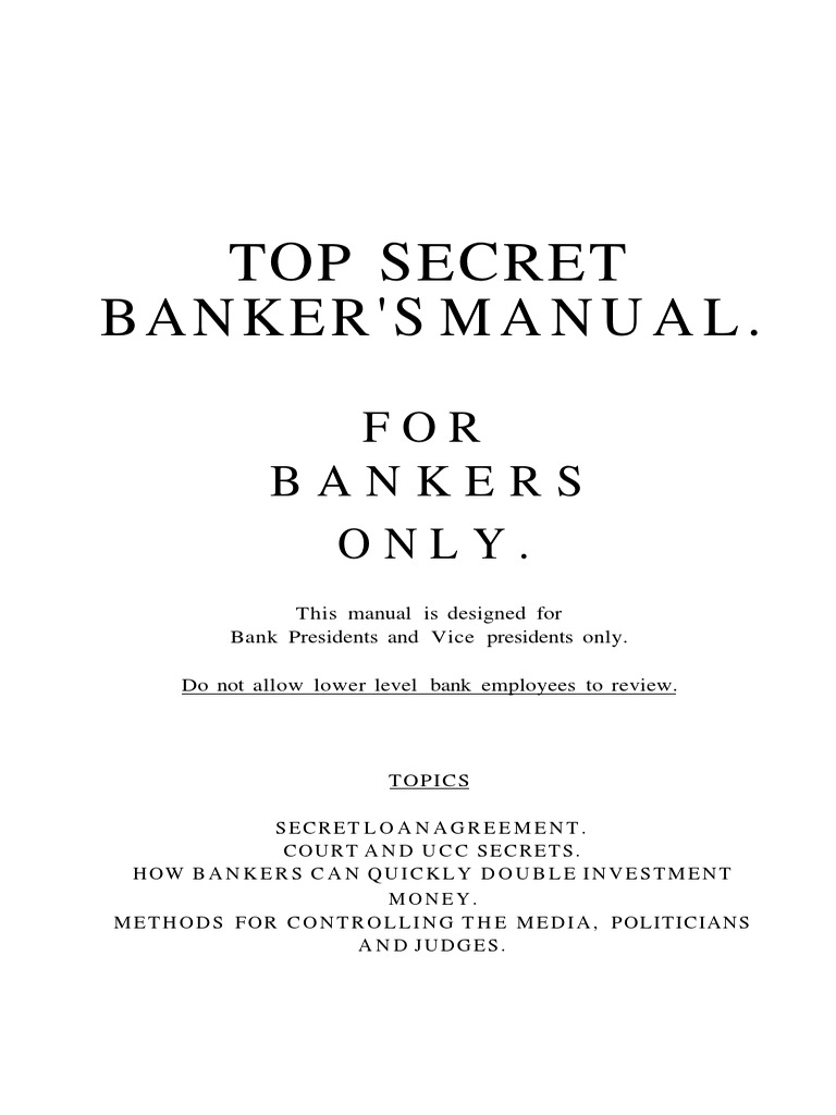 Top Secret Banker's Manual by Tom Schauf | PDF | Deposit Account ...
