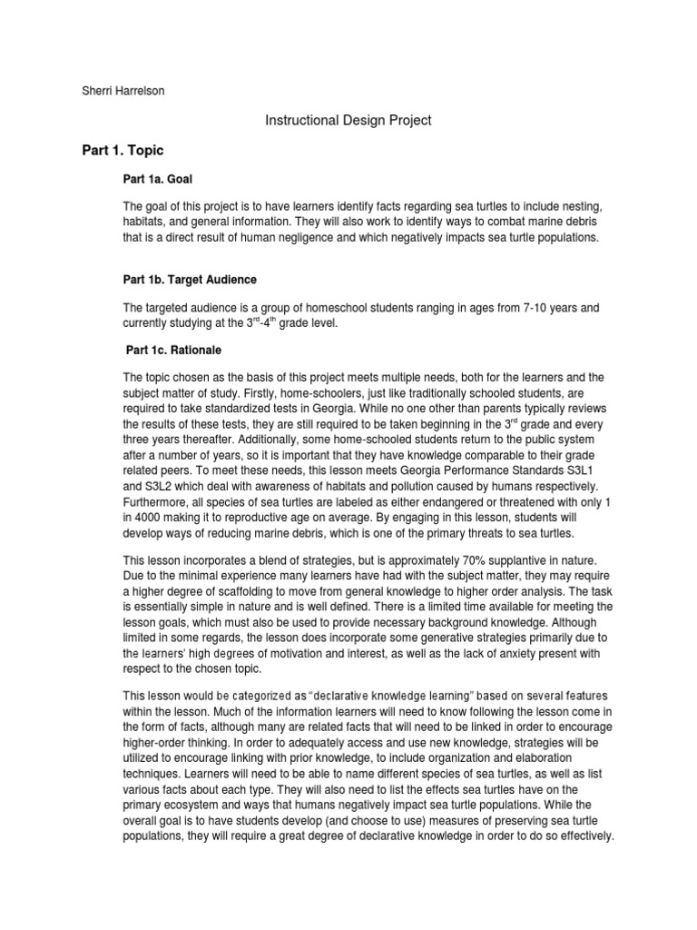 Harrelson, Final ID Project | PDF | Instructional Design | Educational ...