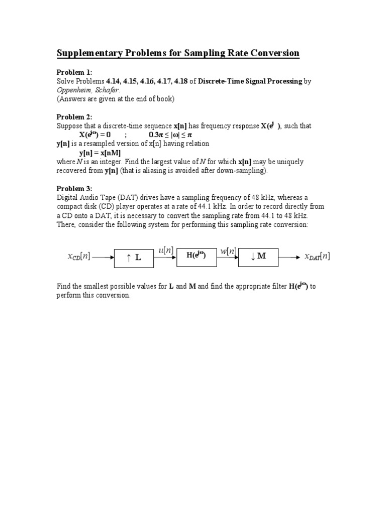 Sampling Rate Conversion Problems | PDF | Teaching Methods & Materials ...