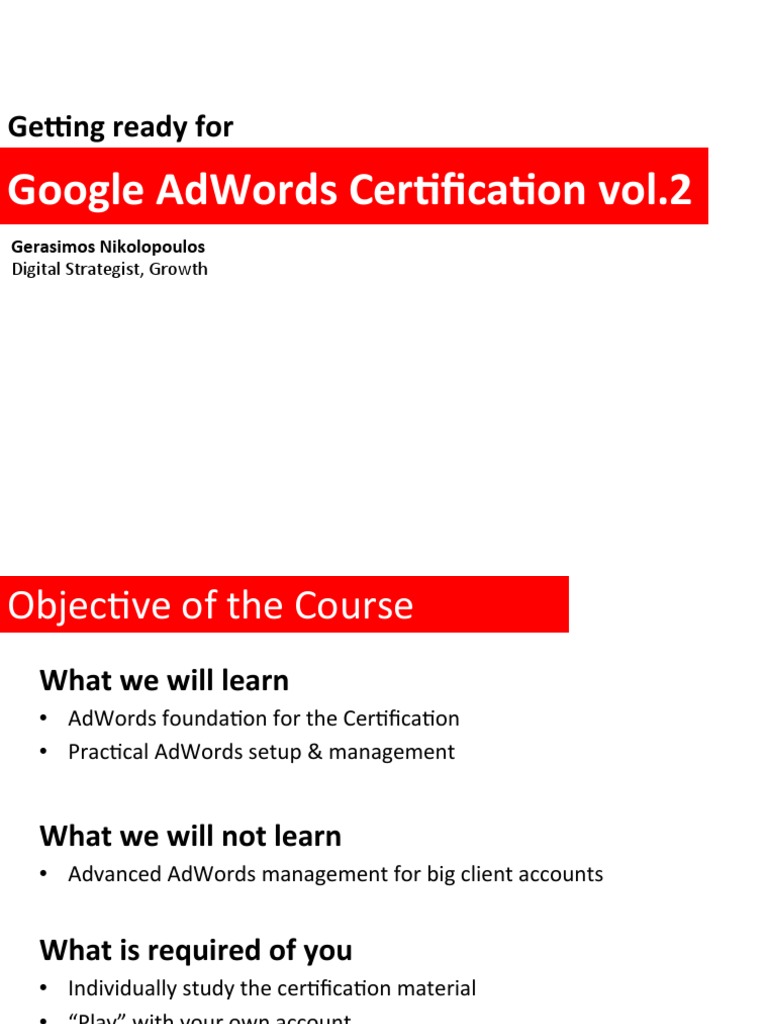 Google AdWords Certification Guide | PDF | Ad Words | Aggregation Websites