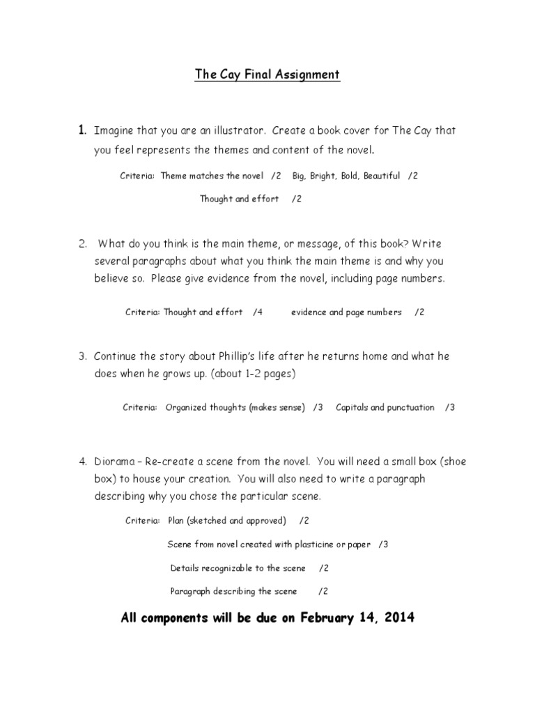 The Cay Final Assignment | PDF | Home & Garden