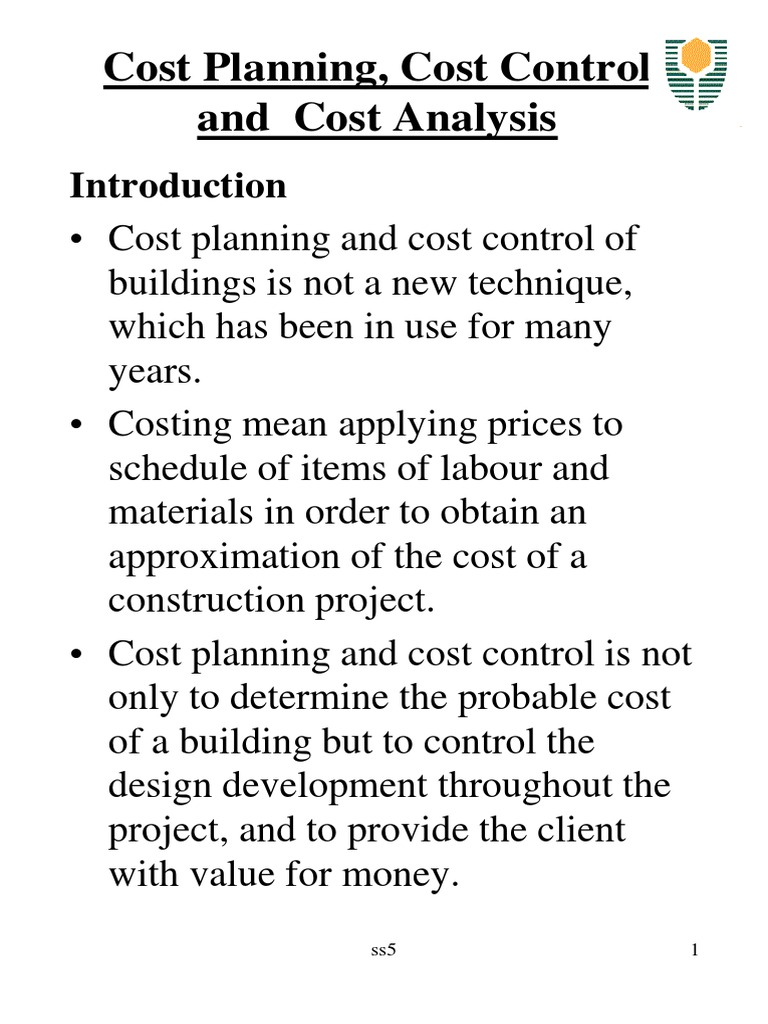 Cost Planning and Control in Construction | PDF | Cost Accounting ...