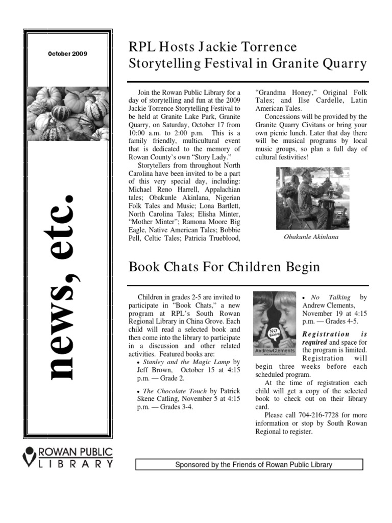 RPL Hosts Jackie Torrence Storytelling Festival in Granite Quarry | PDF