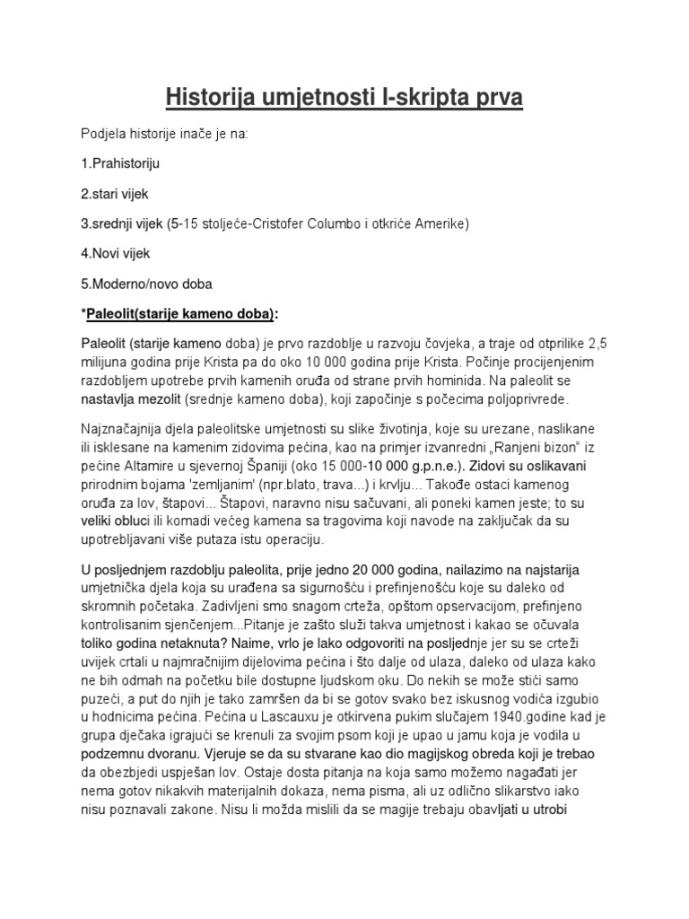 Historija Umjetnosti I-Skripta Prva | PDF