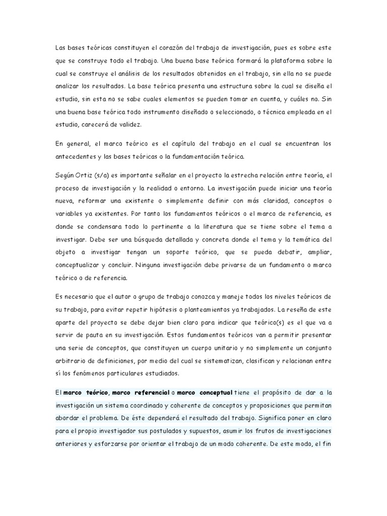 Las Bases Teóricas Constituyen El Corazón Del Trabajo de Investigación ...