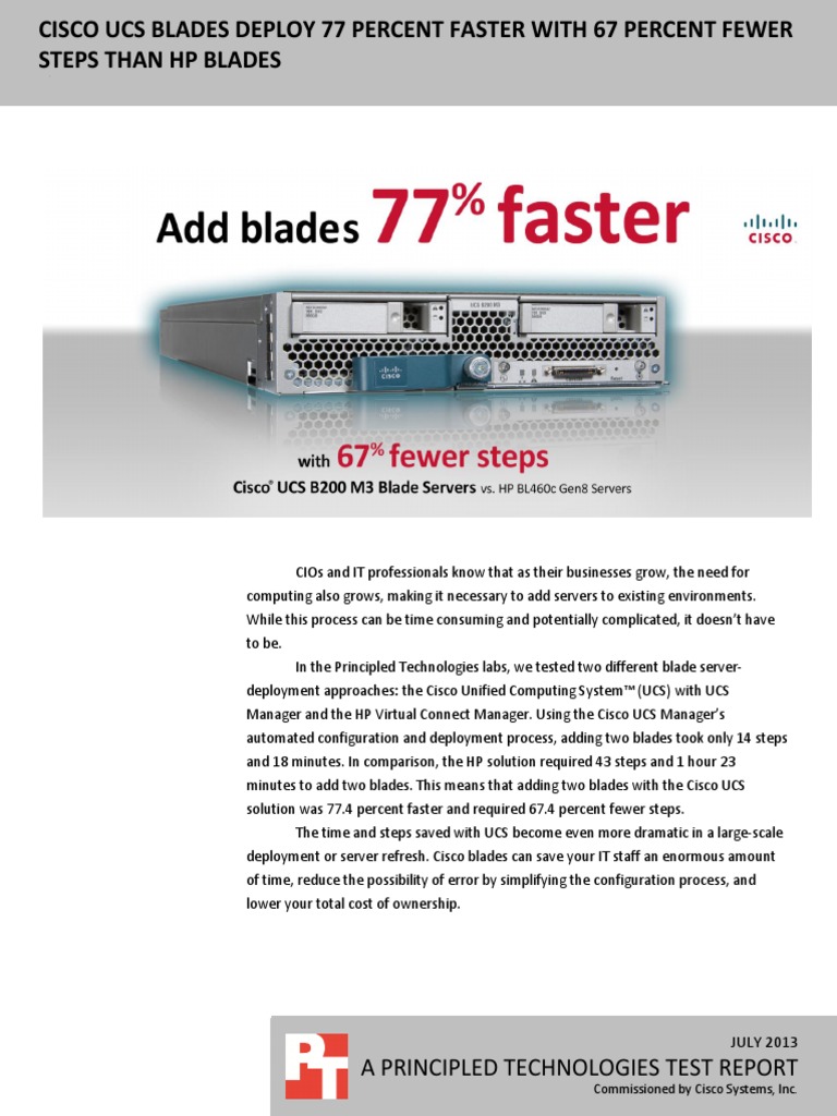 Cisco UCS Blades Deploy 77 Percent Faster With 67 Percent Fewer Steps ...