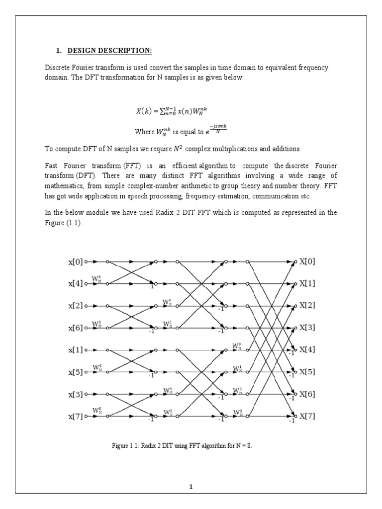Vlsi - FFT Report Final | PDF | Discrete Fourier Transform | Algorithms