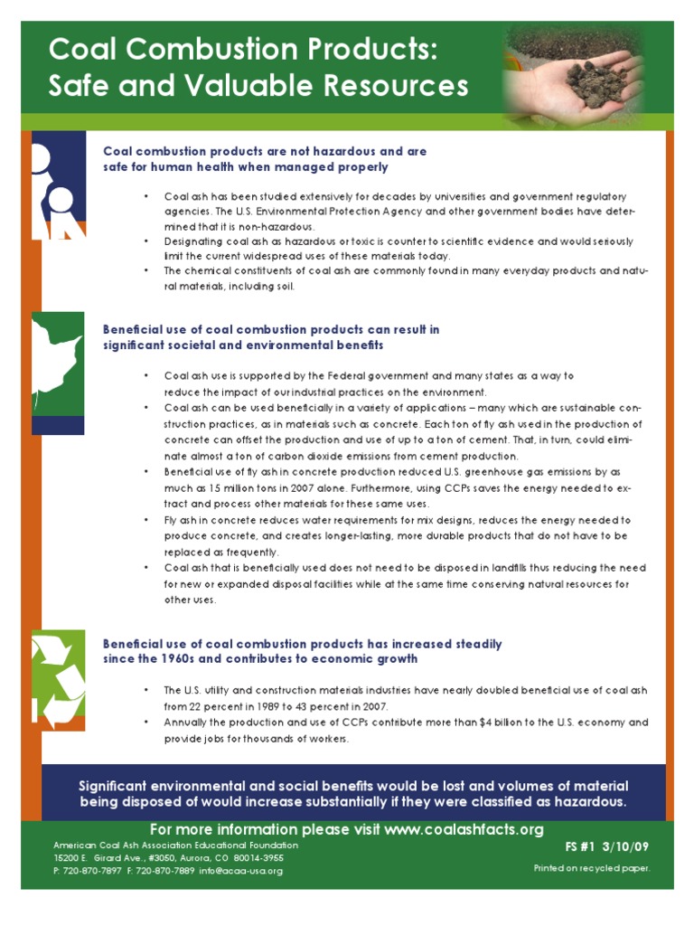 CCP Fact Sheet 1 - Safe and Valuable Resources - FINAL | PDF | Fly Ash ...