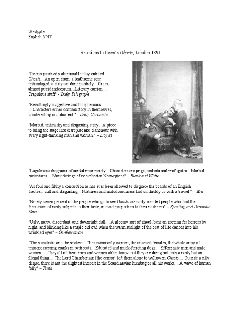 Reactions To Ibsen's Ghosts, London 1891: Ghosts.... An Open Drain: A ...