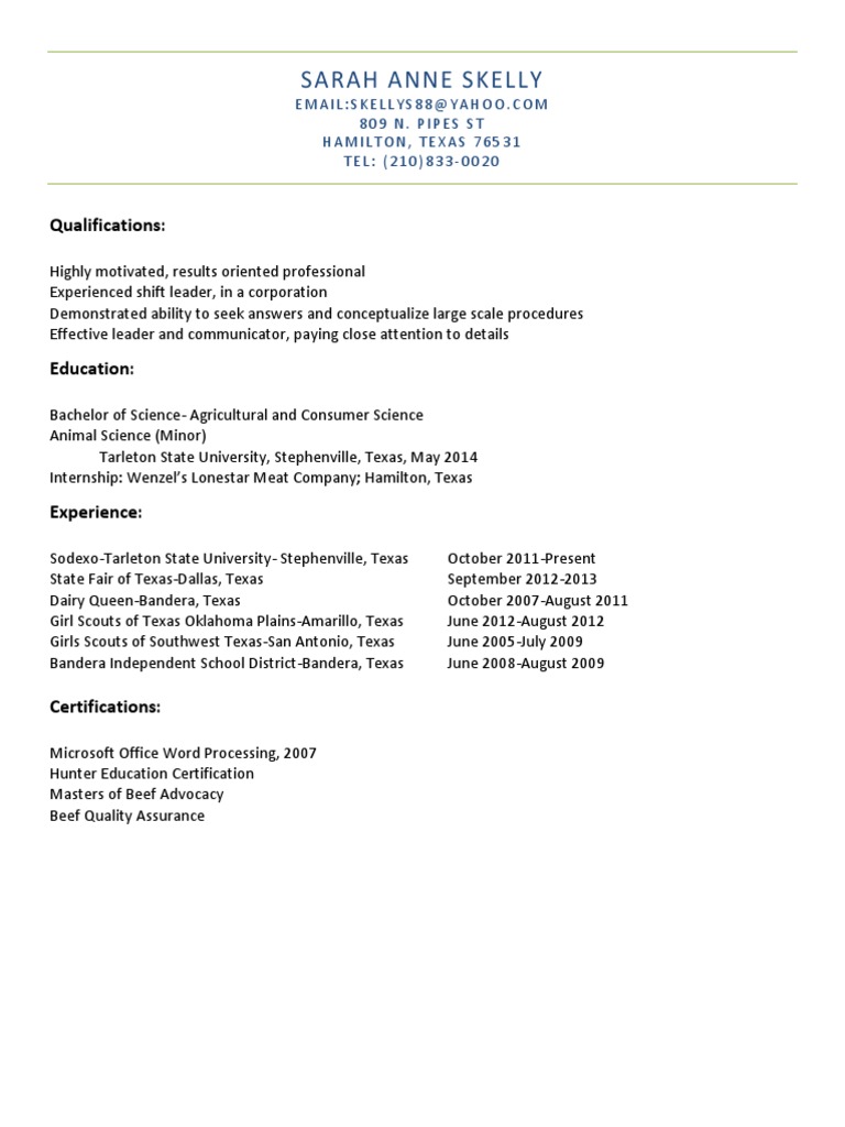 Master Resume of Sarah Anne Skelly | PDF