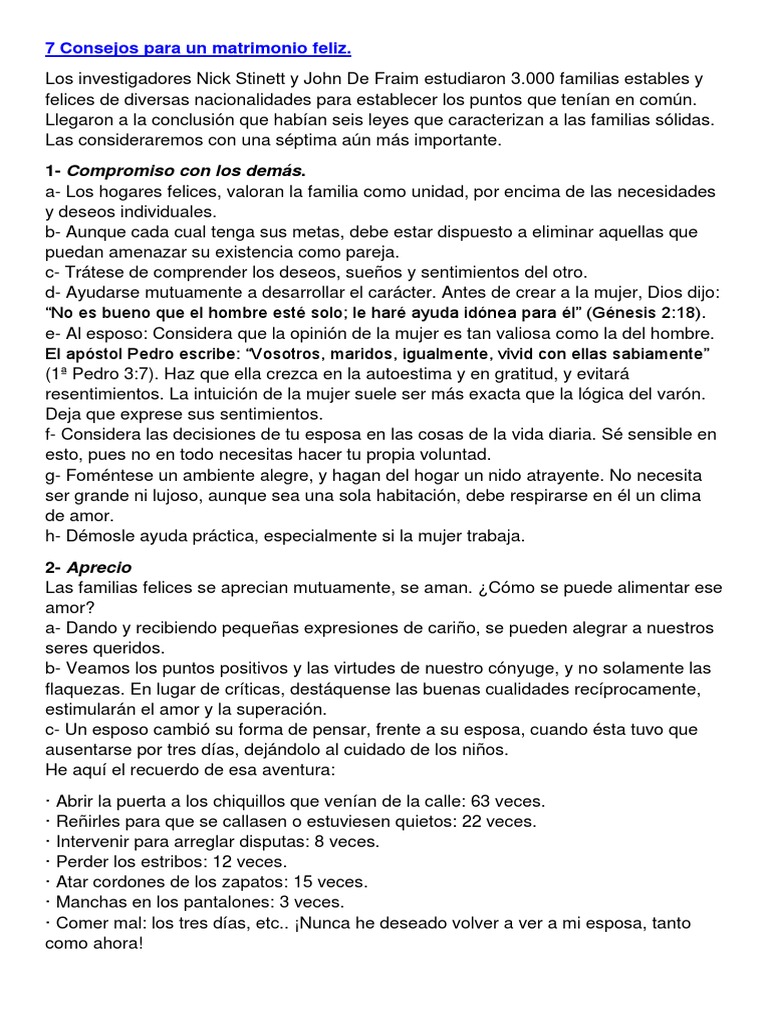 7 Consejos para Un Matrimonio Feliz | PDF | Fe | Amor