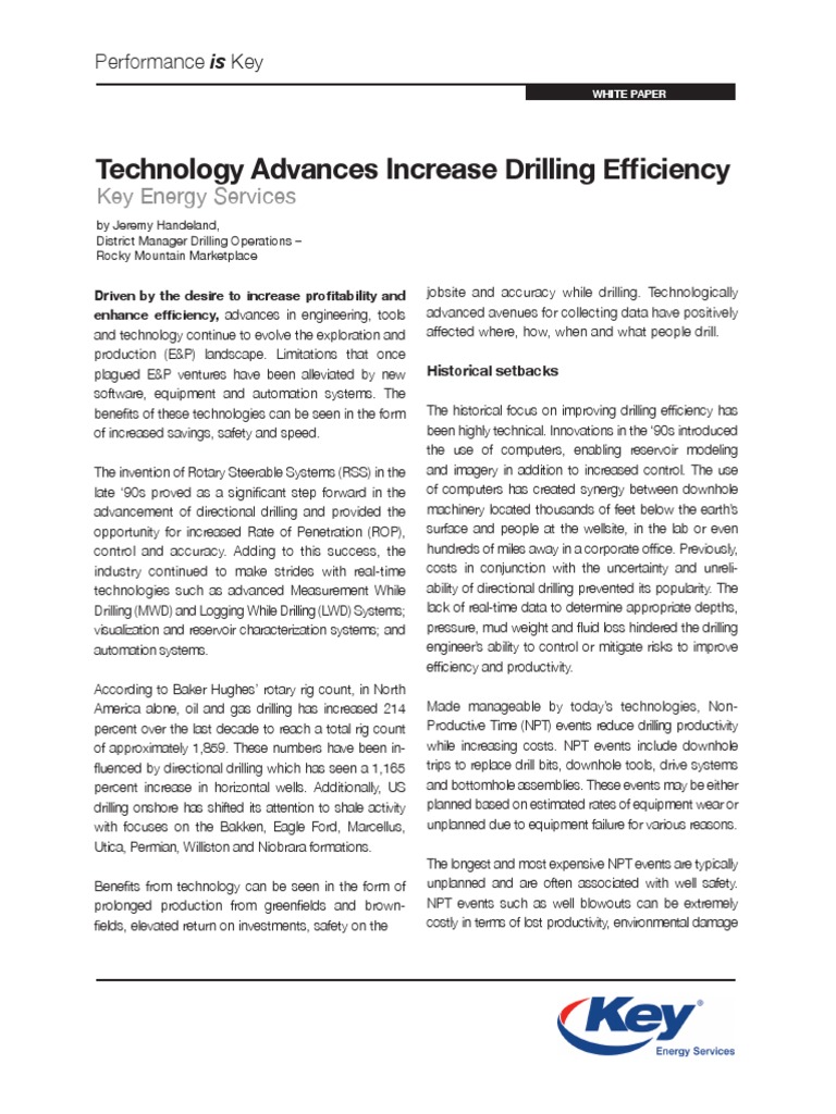 Technology Advances Increase Drilling Efficiency | PDF | Oil Well ...
