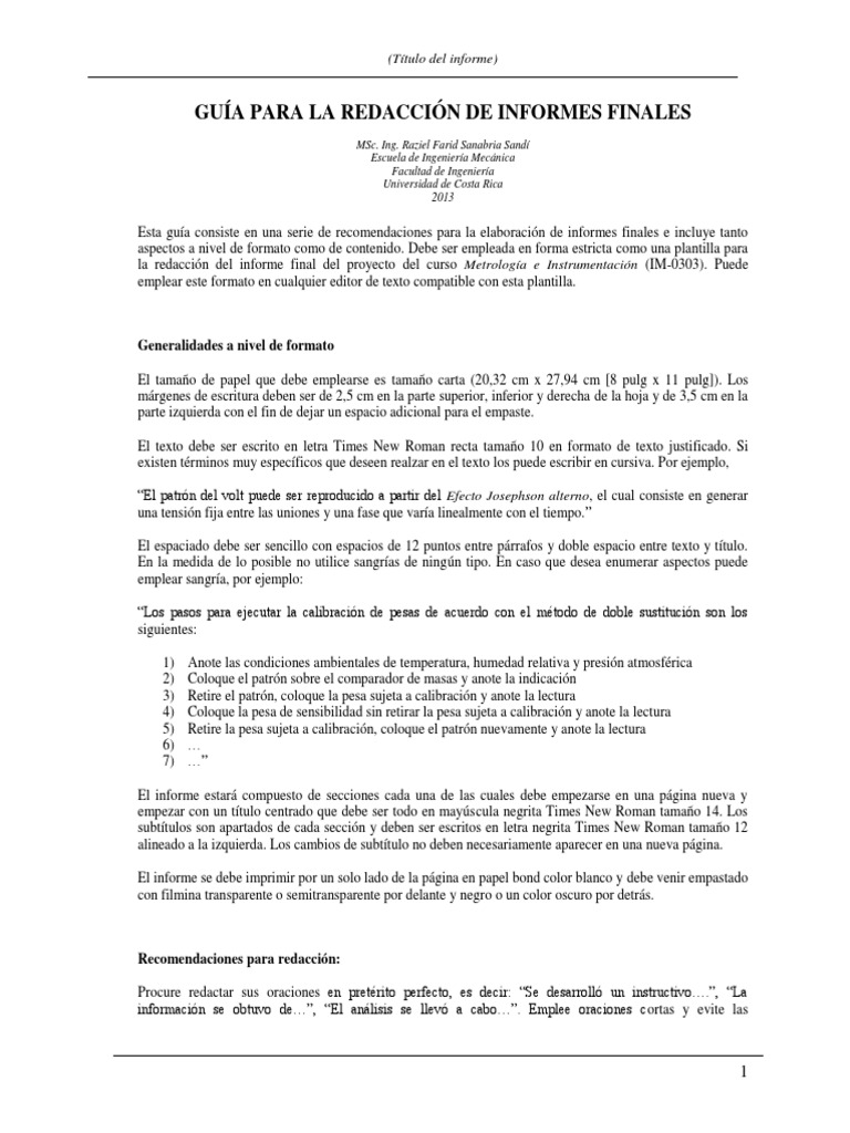 Guía completa para la redacción de informes finales | PDF ...