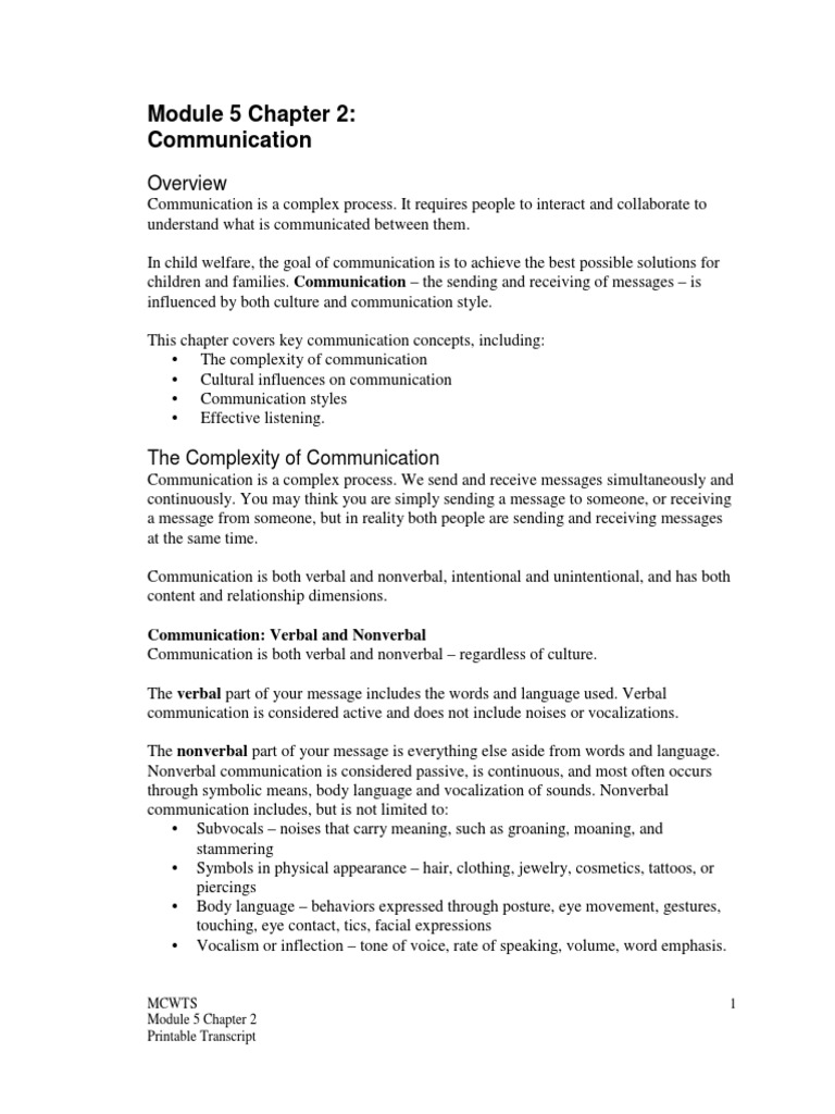 Module 5 Chapter 2: Communication: Communication: Verbal and Nonverbal | PDF | Nonverbal ...