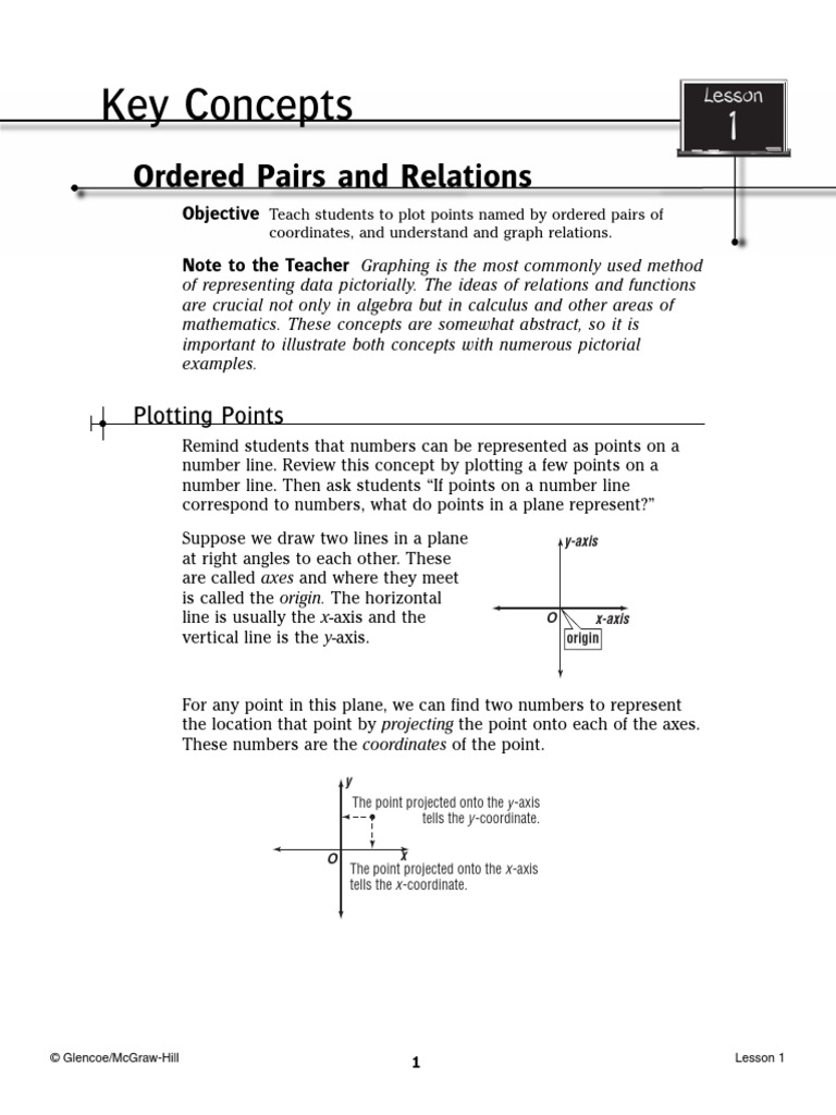 Key Concepts: Ordered Pairs and Relations | PDF | Cartesian Coordinate ...
