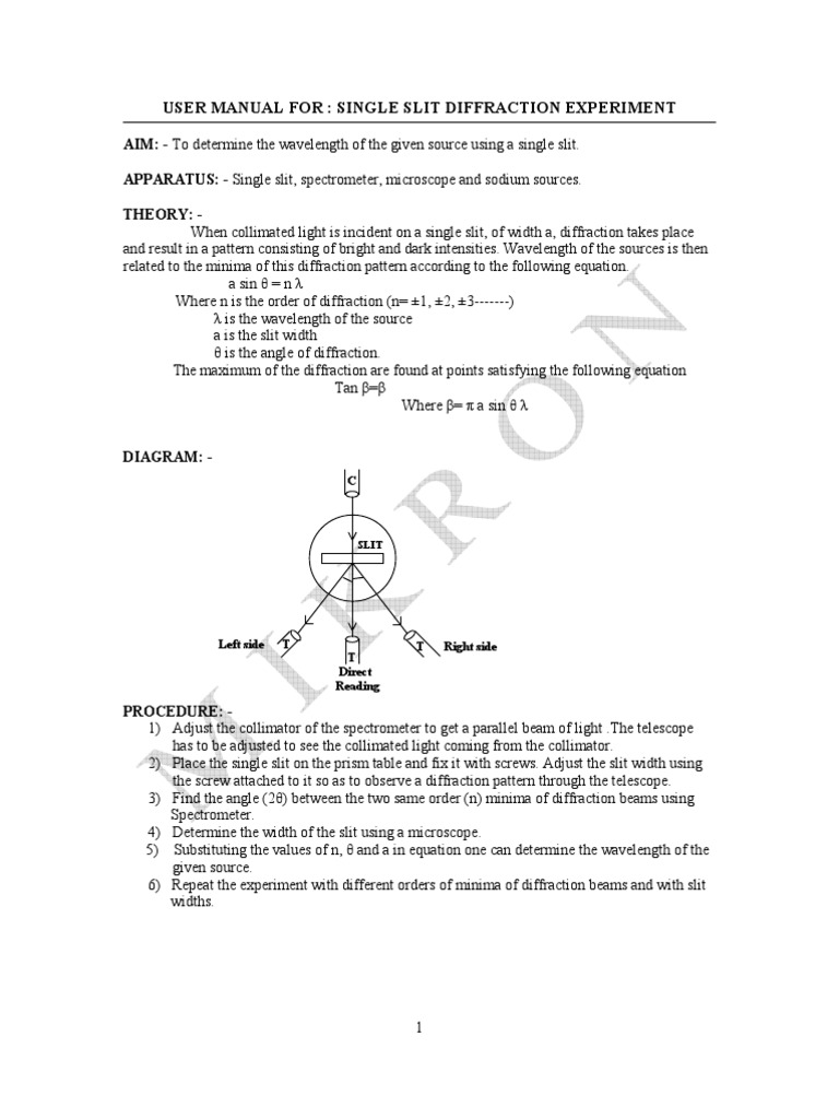 Single Slit Diff | PDF | Diffraction | Wavelength