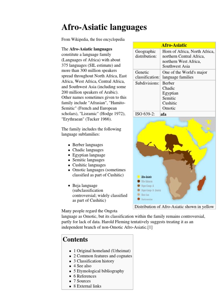Afro Asiatic Languages | Download Free PDF | Languages Of Africa ...