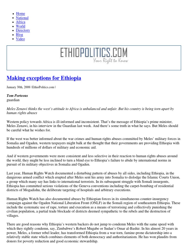 Making Exceptions For Ethiopia | PDF | National Security | International Relations