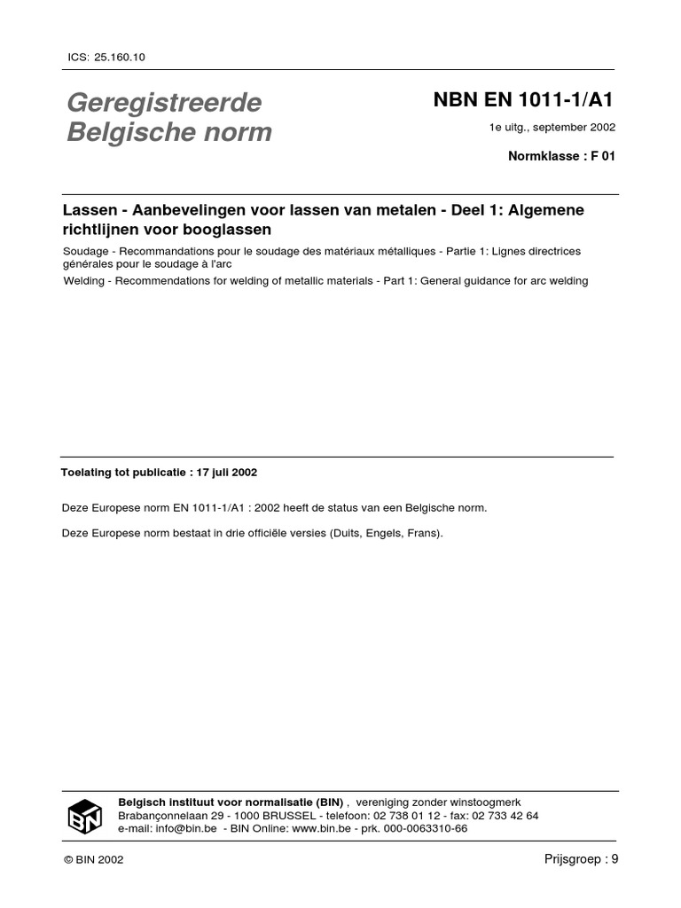 EN 1011-1 - 1998-A1 - 2002 (NBN) (E) - Vervallen | PDF | European Union ...
